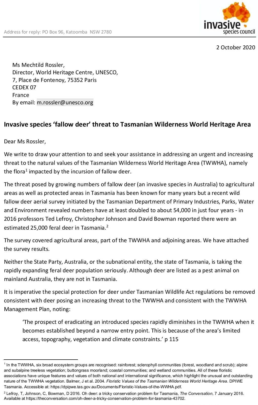 International Plea To Protect World Heritage Area From Feral Deer ...